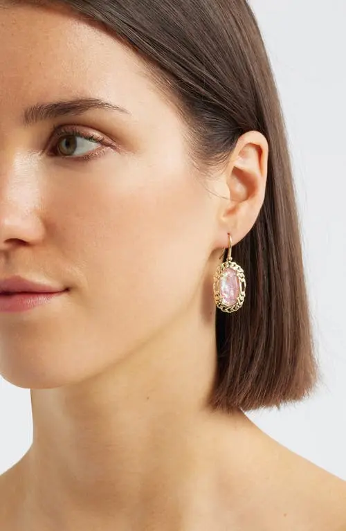 Kendra Scott Dani Figaro Frame Drop Earrings - Gold Pink Iridescent