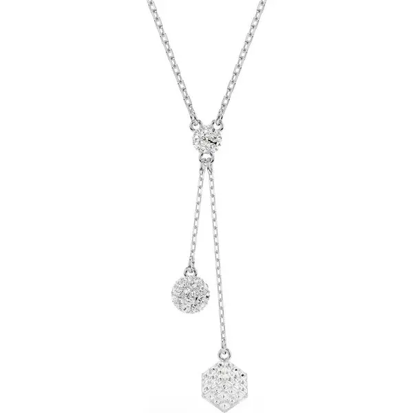 SWAROVSKI Dextera Pavé Double Sphere Pendant Necklace - White/ Silver
