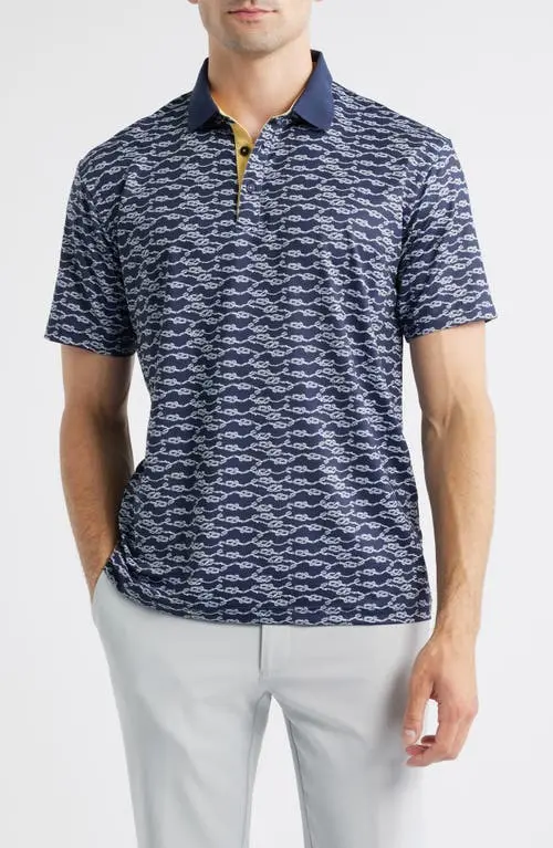 SWANNIES Bowline Print Golf Polo - Navy