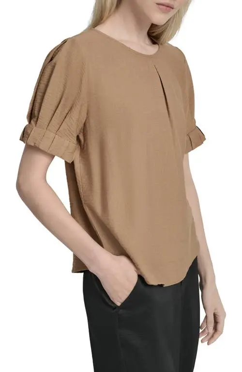 Dkny Crinkle Texture Short Sleeve Top