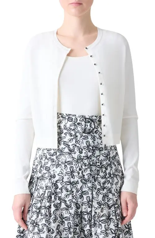 Akris Crop Crewneck Cardigan - Cream