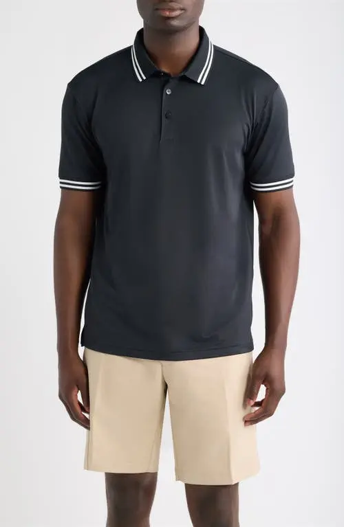 SWANNIES Thatcher Tipped Performance Polo - Black
