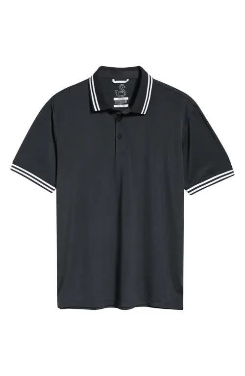 SWANNIES Thatcher Tipped Performance Polo - Black