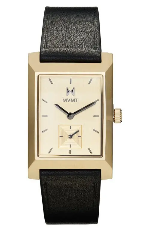 MVMT Leather Strap Watch - Gold