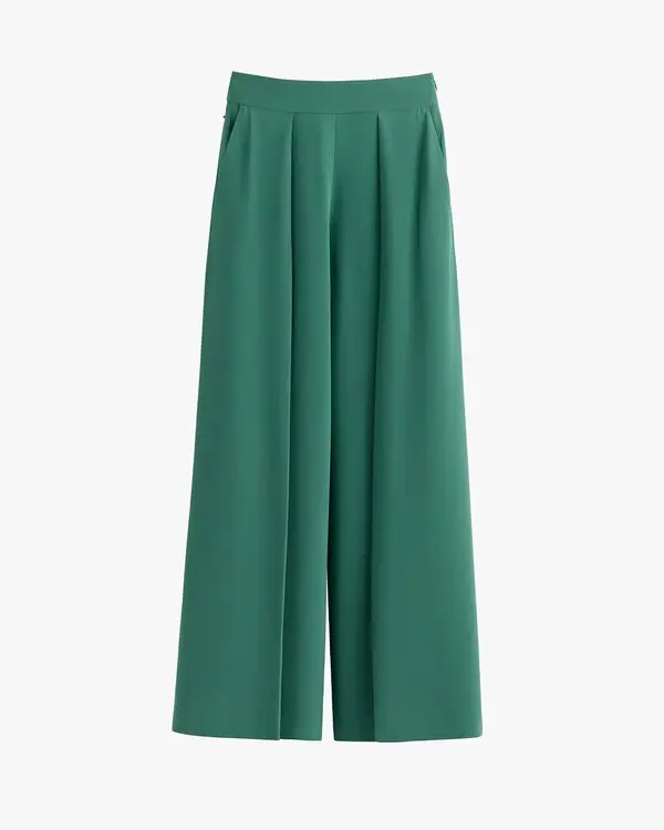 Cuyana Silk Pleated Pant - Sea Green
