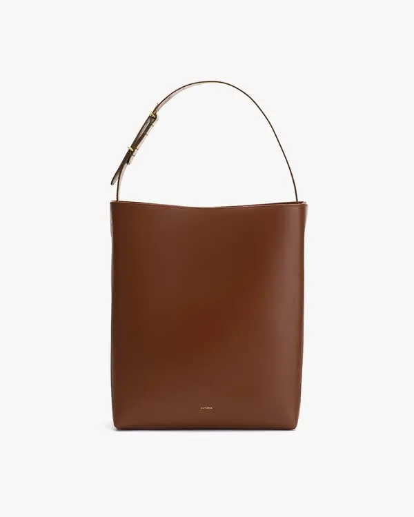 Cuyana Linea Leather Tote - Dark Chestnut