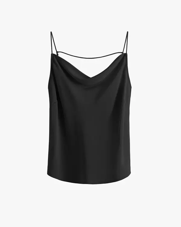 Cuyana Silk Cowl Cami Top - Black