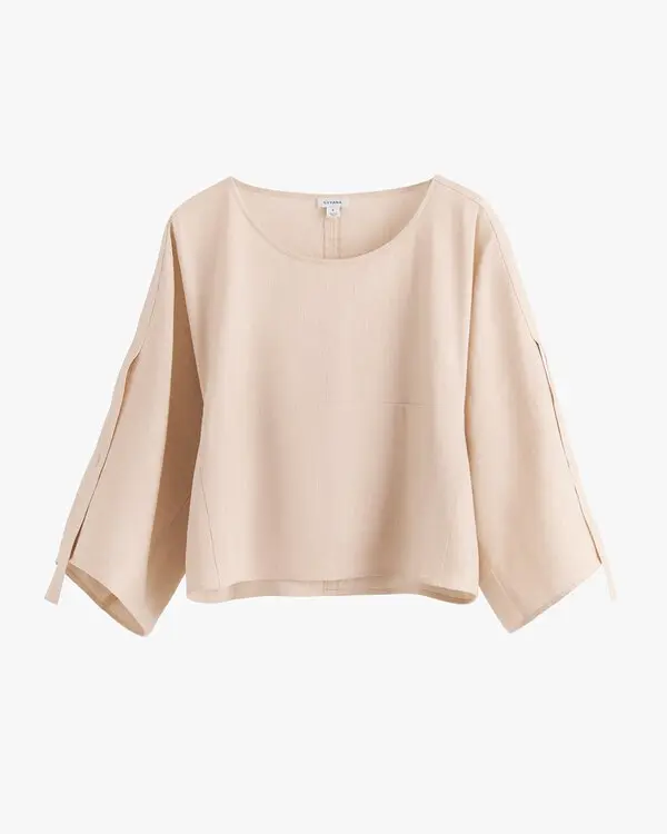 Cuyana Linen Adjustable Sleeve Top - Sand