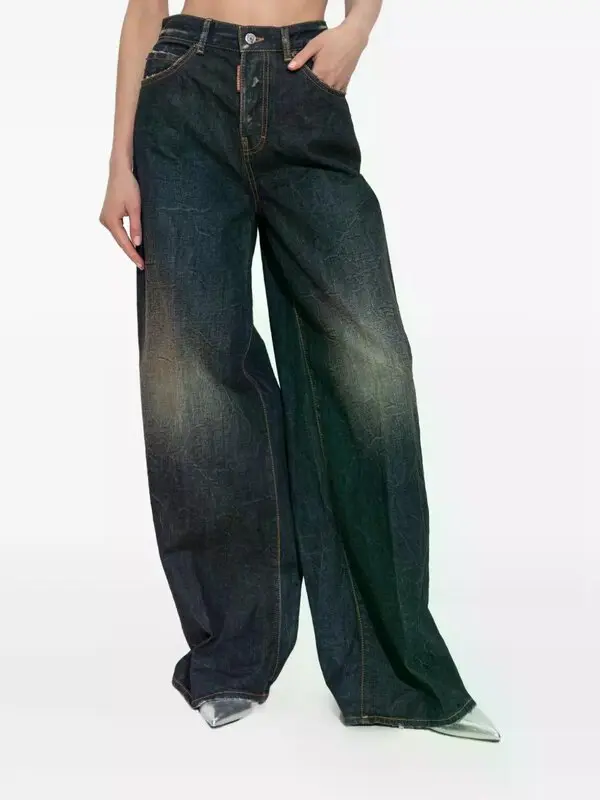 Dsquared2 Wide-leg Jeans With Faded Finish