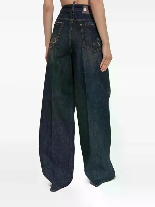 Dsquared2 Wide-leg Jeans With Faded Finish