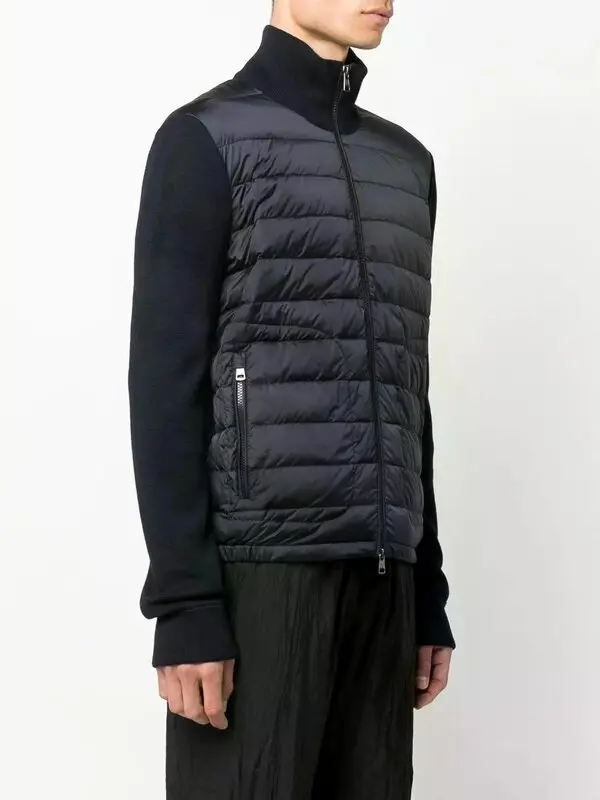 Moncler Front-padded Quilted Knit Jacket - Blue