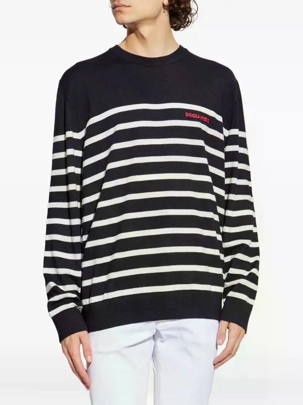 Dsquared2 Logo-detail Striped Sweater - Blue