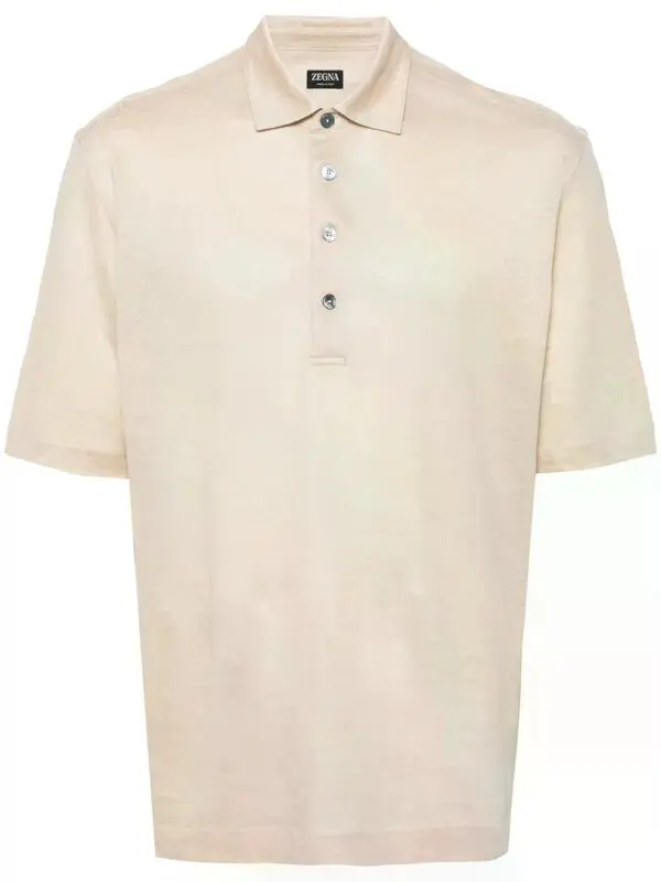Zegna Short-sleeve Linen Polo Shirt - Neutrals