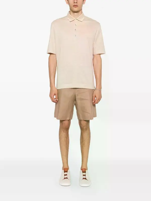 Zegna Short-sleeve Linen Polo Shirt - Neutrals