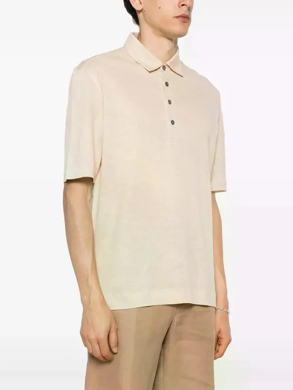 Zegna Short-sleeve Linen Polo Shirt - Neutrals