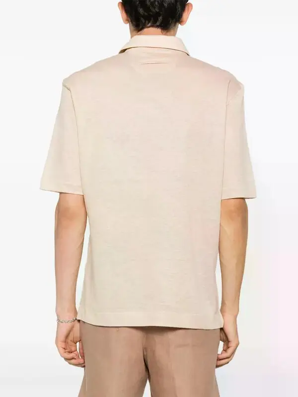 Zegna Short-sleeve Linen Polo Shirt - Neutrals