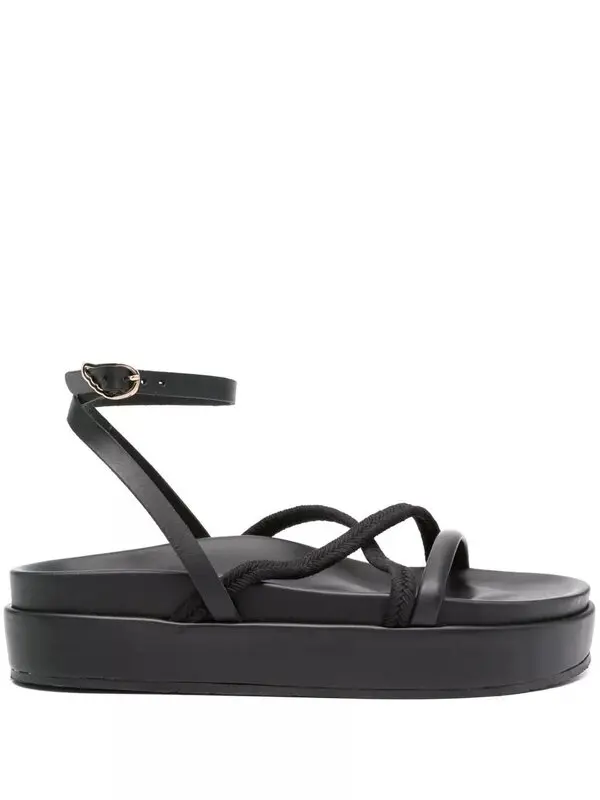 ANCIENT GREEK SANDALS 30mm Crossover Platform Sandals - Black