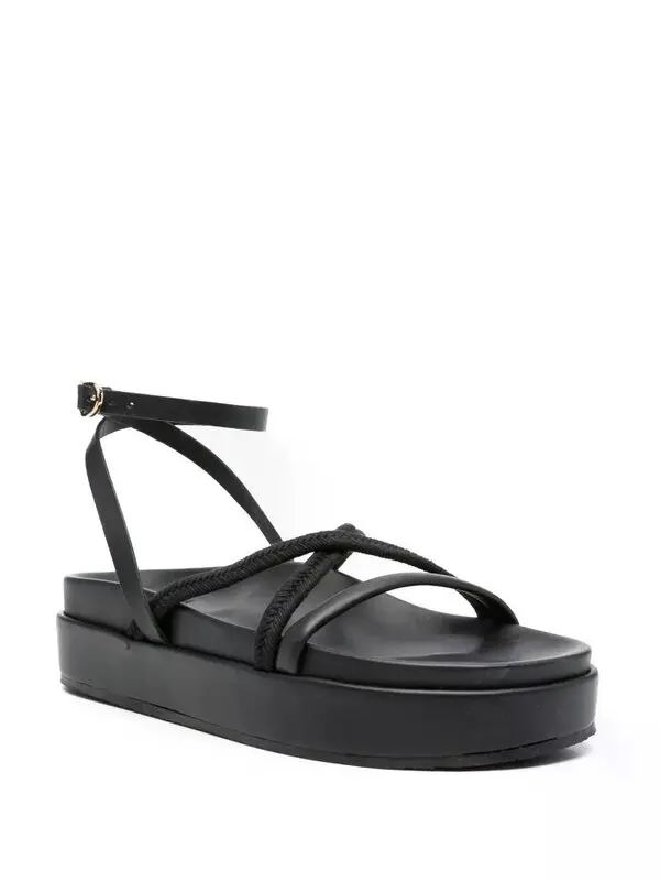 ANCIENT GREEK SANDALS 30mm Crossover Platform Sandals - Black