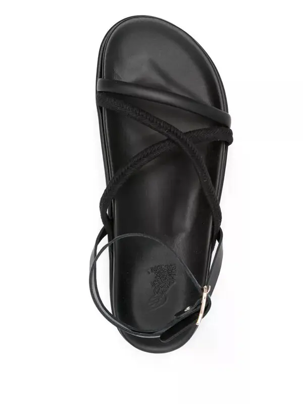 ANCIENT GREEK SANDALS 30mm Crossover Platform Sandals - Black