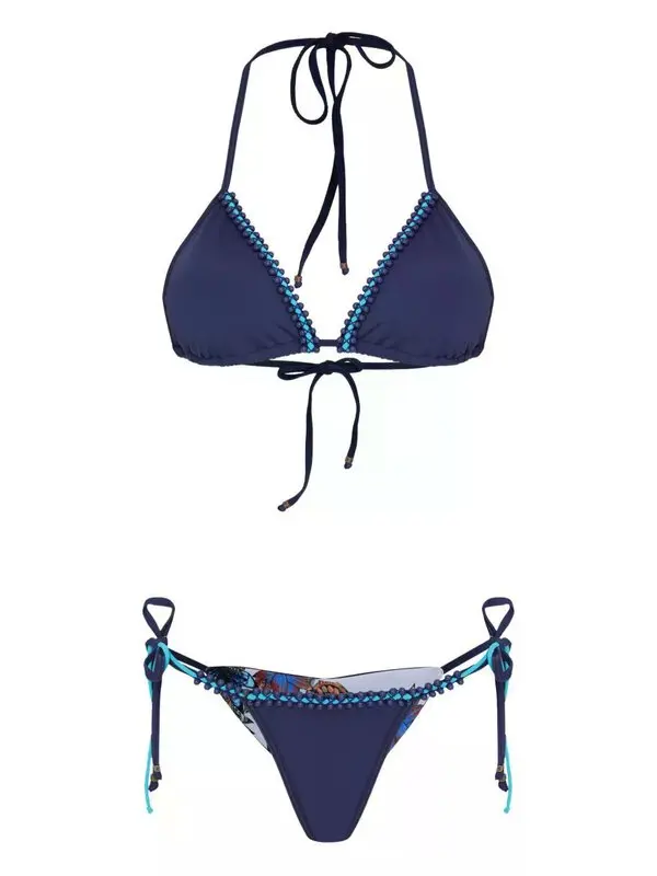 AMIR SLAMA Beaded Triangle Bikini Set - Blue