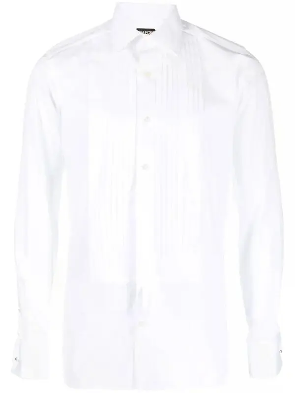 TOM FORD Pleat-detail Cotton Shirt - White