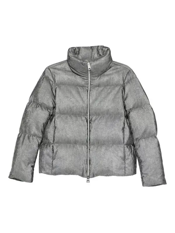 Herno Metallic-effect Quilted Jacket - Grey