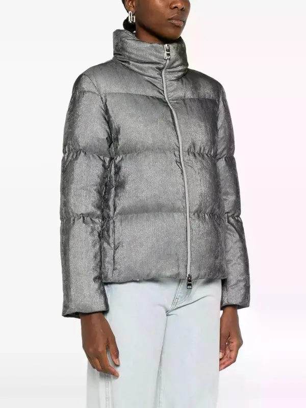 Herno Metallic-effect Quilted Jacket - Grey