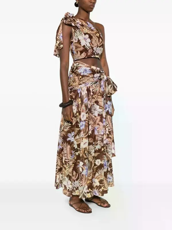 Zimmermann Coco One-shoulder Floral Print Blouse