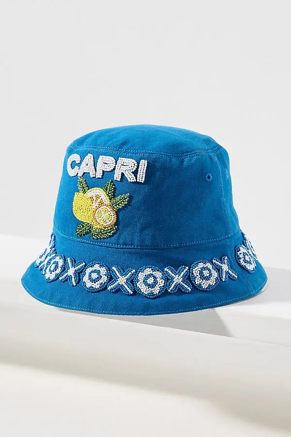 Anthropologie Beaded Bucket Hat In Blue Capri - 12% Off 