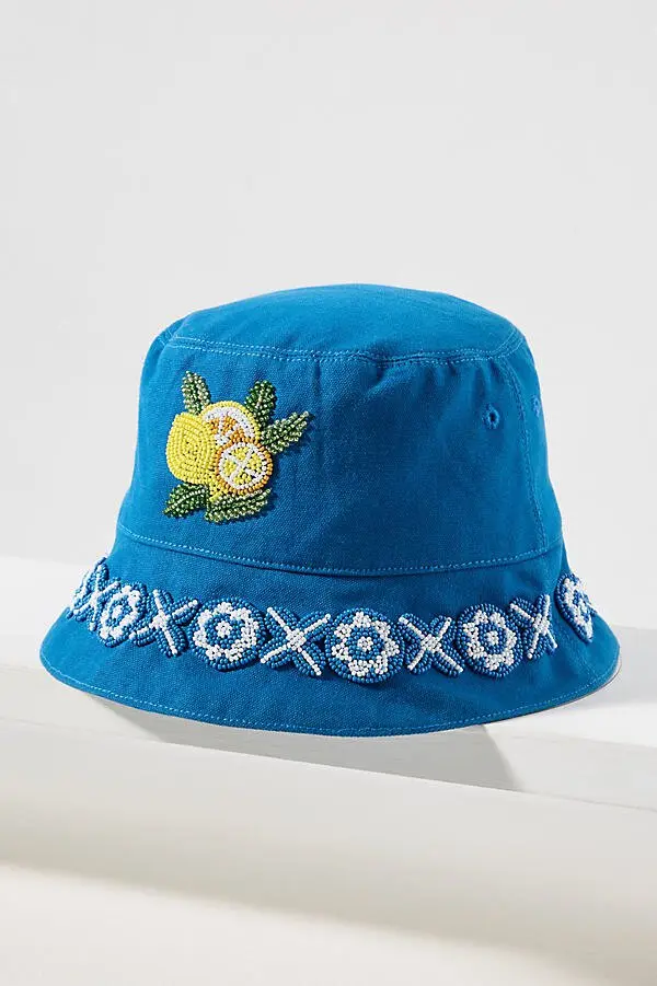 Anthropologie Beaded Bucket Hat In Blue Capri - 12% Off  display picture 2