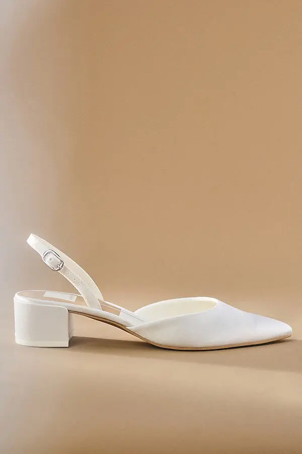 Dolce Vita Carel Satin Block Heels - True White Satin