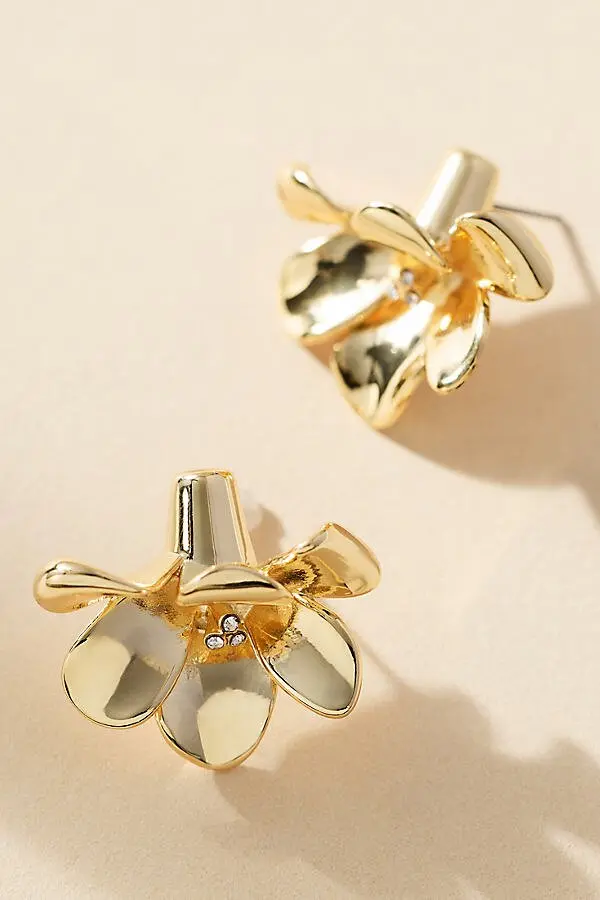 GEORGIE QUINN Fiore Flower Post Earrings - Gold