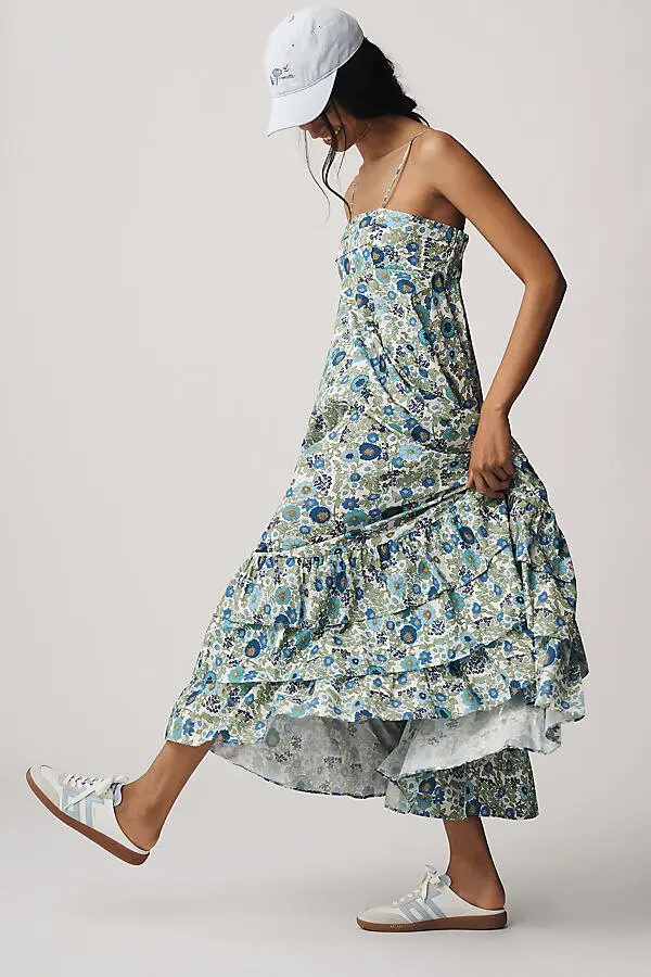 alemais pam tiered midi dress ALMAIS Pam Sleeveless Tiered Midi Dress