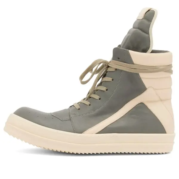 Rick Owens Leather Geobasket Sneakers - Black/milk/milk
