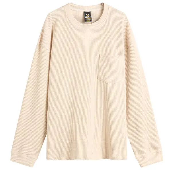FRIZMWORKS Oversized Waffle Pocket Long Sleeve T-shirt - Cream