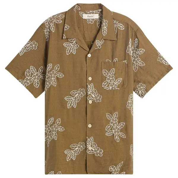 FORET Leo Embroidery Vacation Shirt - Army