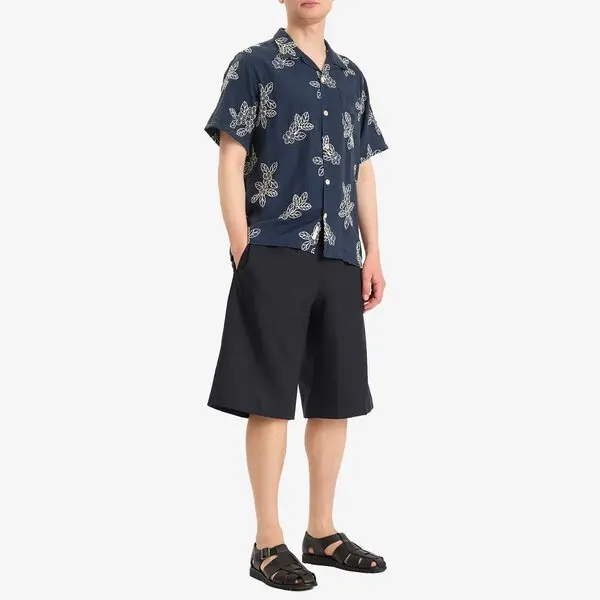 FORET Leo Embroidery Vacation Shirt - Navy
