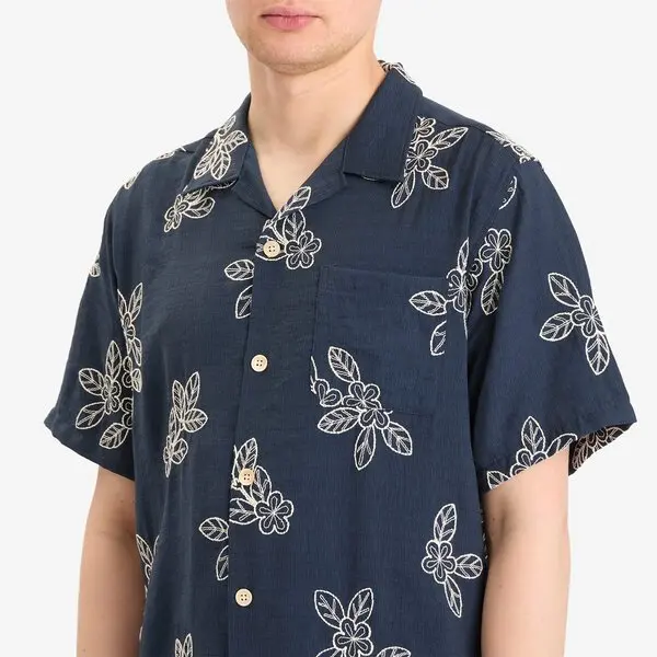 FORET Leo Embroidery Vacation Shirt - Navy