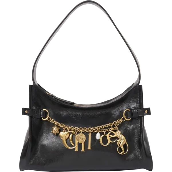 Chloé Charms Hobo Bag In Shiny Leather
