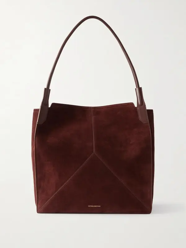 Victoria Beckham Leather-trimmed Suede Tote