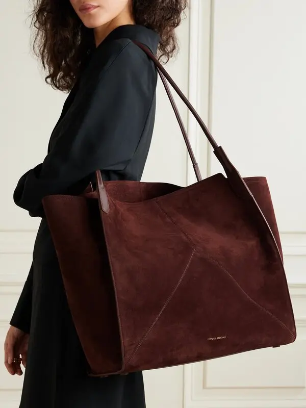 Victoria Beckham Leather-trimmed Suede Tote