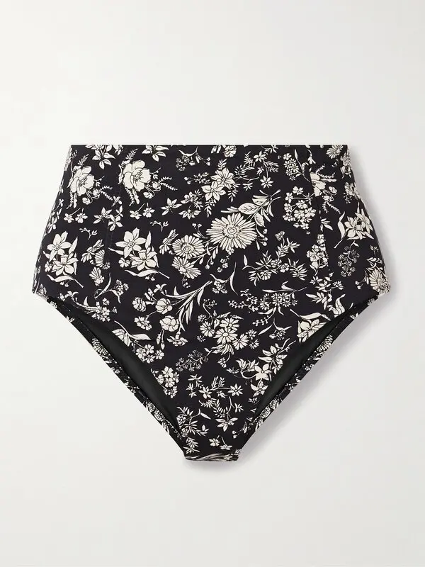 Ulla Johnson Zahara Floral-print Bikini Briefs - Black