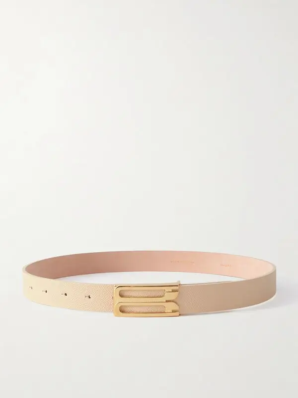 Victoria Beckham Frame Textured-leather Belt - Ivory