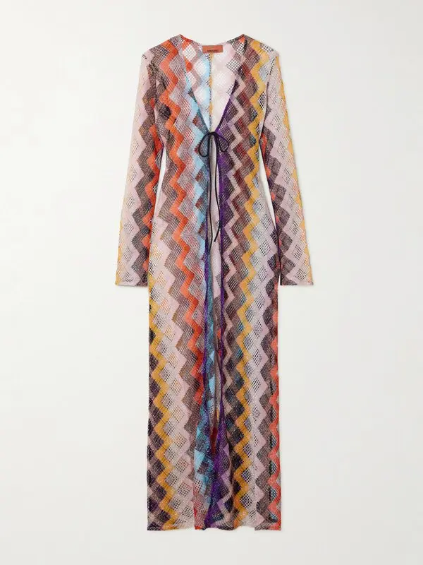 Missoni Mare Striped Metallic Crochet-knit Coverup - Multi