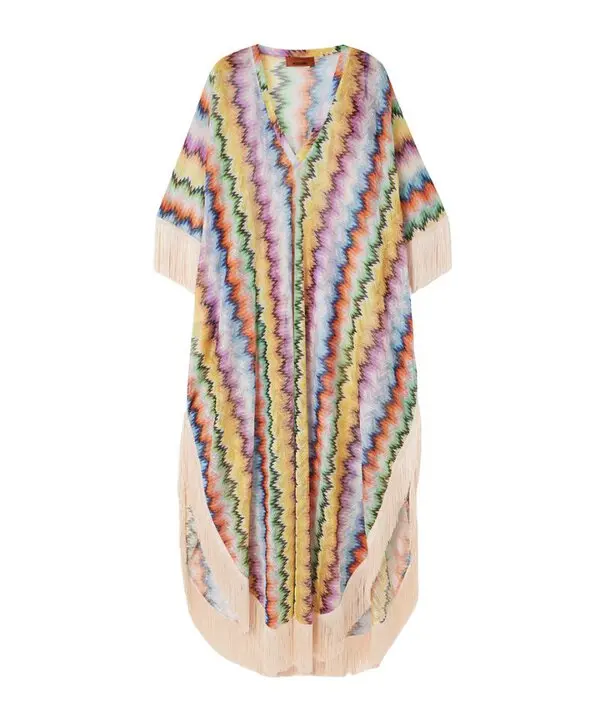 Missoni Mare Fringed Dégradé Stripes Crochet-knit Kaftan
