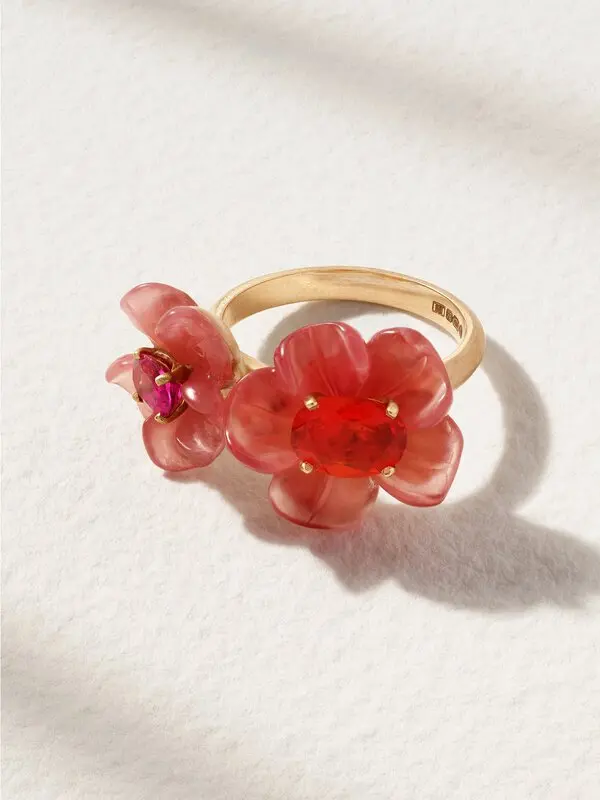 Irene Neuwirth Tropical Flower Duet 18-karat Rose Multi-stone Ring - Gold