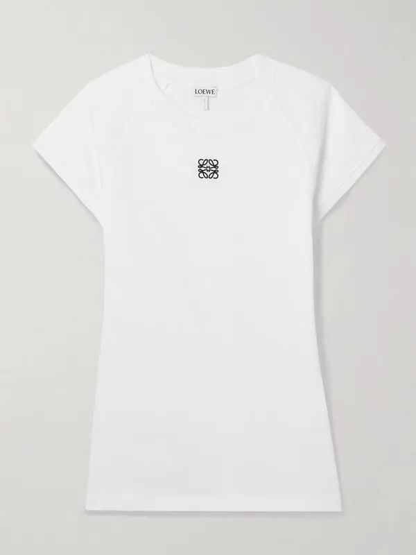 Loewe Anagram Embroidered Cotton-blend Jersey T-shirt - White