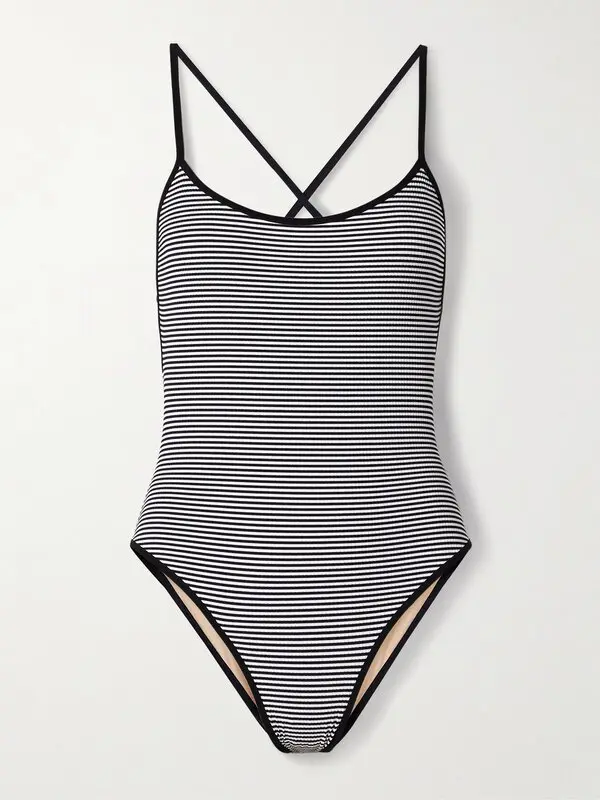 LIDO Uno Striped Swimsuit - Black