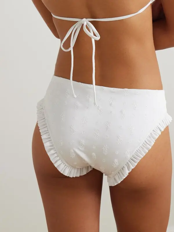 Chloé Embellished Ruffled Broderie Anglaise Bikini Briefs
