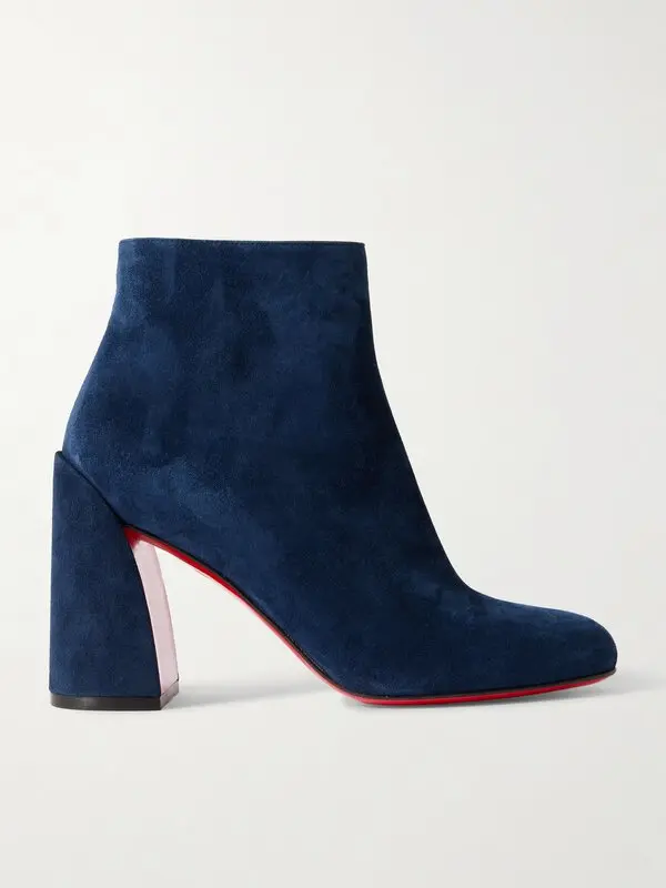 CHRISTIAN LOUBOUTIN Turela 85 Suede Ankle Boots - Blue
